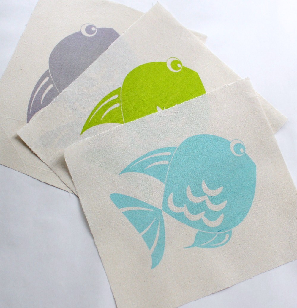 Baby Room Decor - Screen Printed Fish, Set Of 3 on Luulla