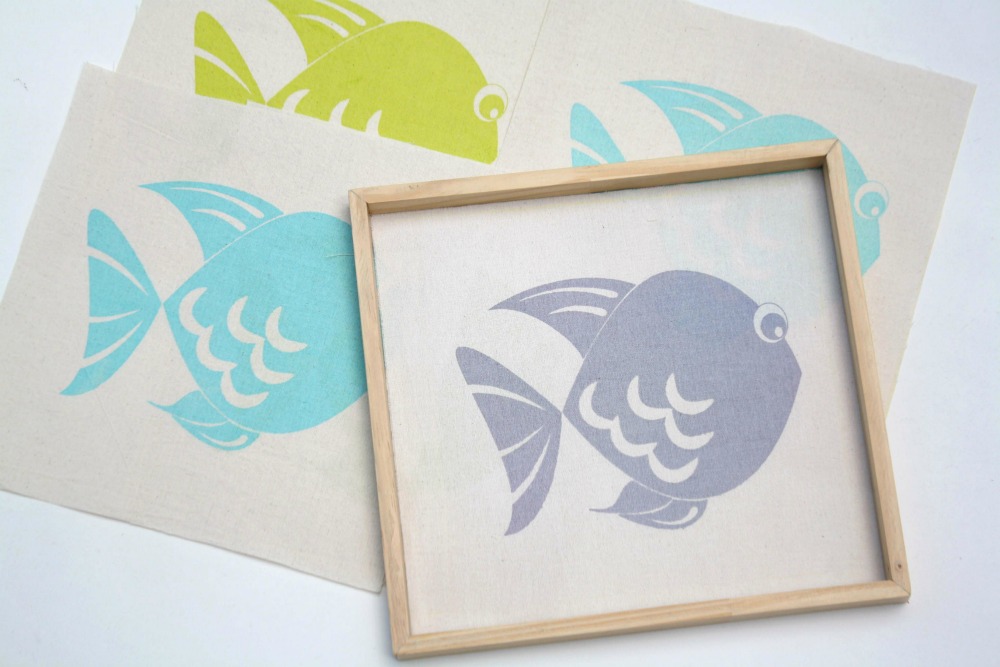 Baby Room Decor - Screen Printed Fish, Set Of 3 on Luulla